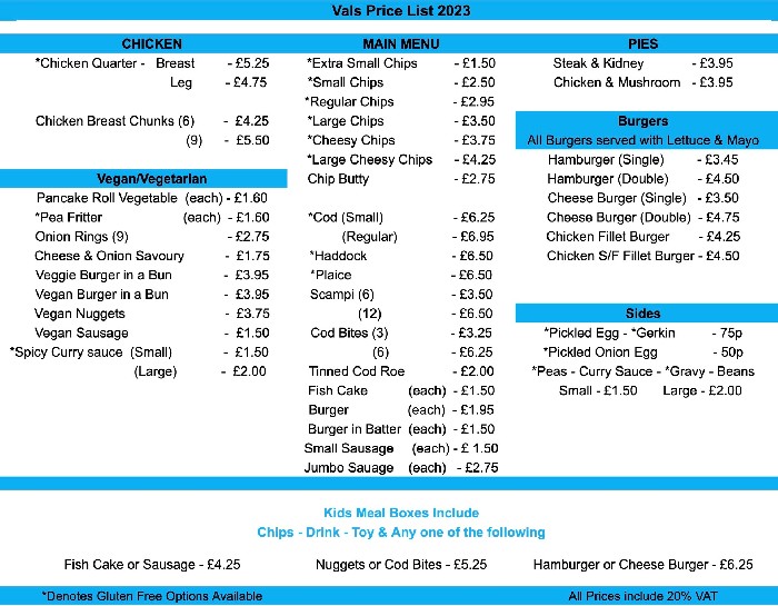 Our Menu :: Vals Place